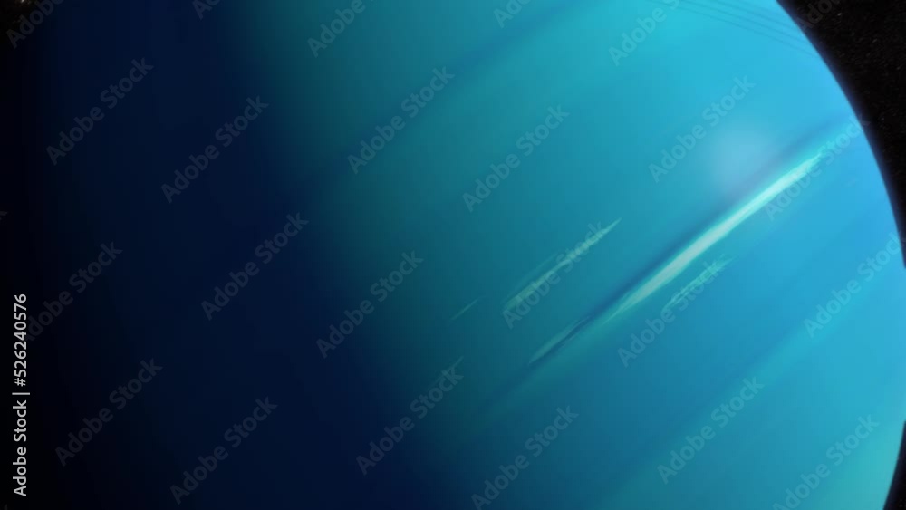 Fly around the Uranus Planet in Space in orbit features a beautiful ...