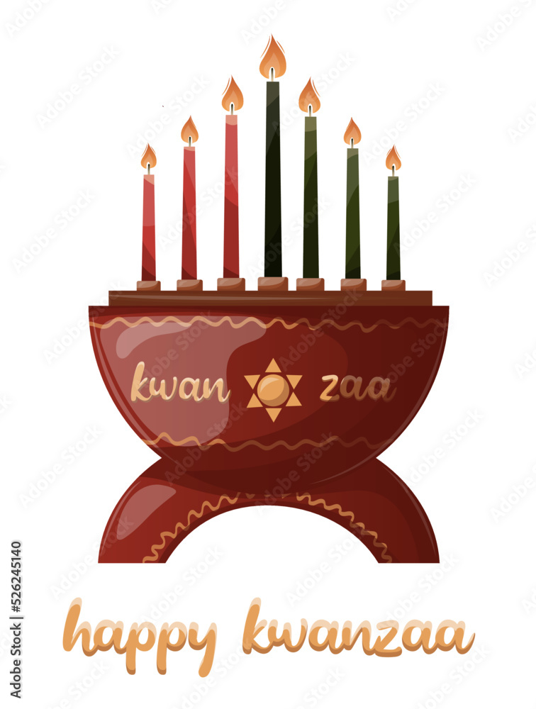 Kwanzaa vector red, black and green celebration candle holder with ...