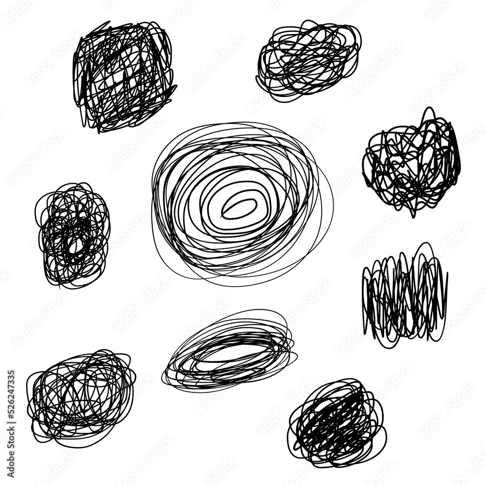 set of Hand drawn scribble or doodle circle. vector illustrator Stock ...