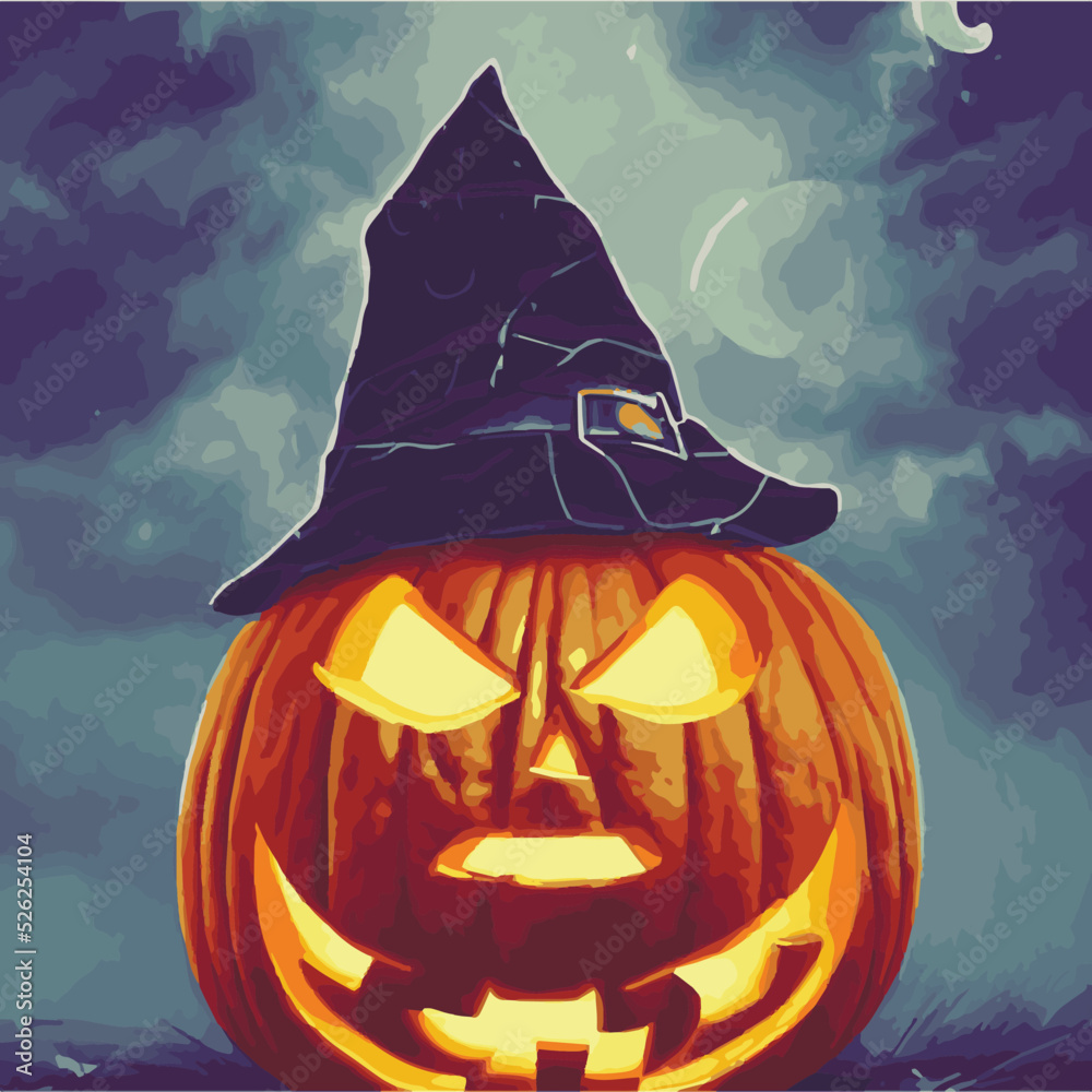 Spooky vector illustration pumpkins fantasy style. Halloween stylized ...