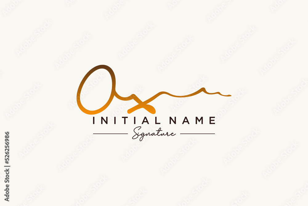 Initial OX signature logo template vector. Hand drawn Calligraphy ...