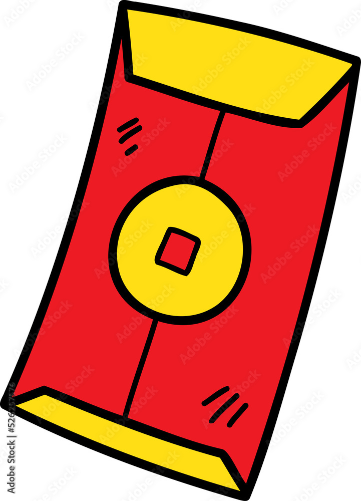hand drawn Red envelope illustration on transparent background for ...