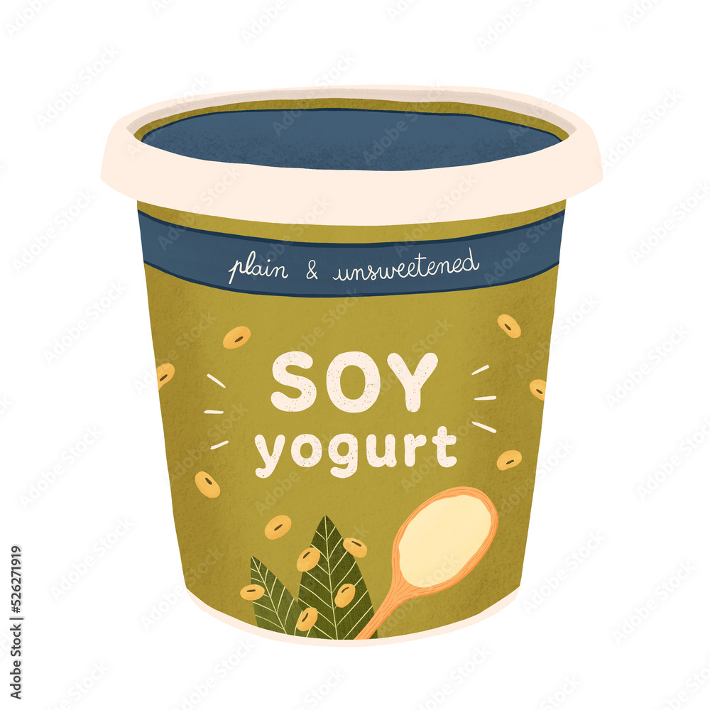Soy yogurt illustration on transparent background. Design for recipes ...