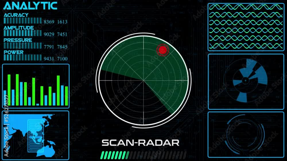 Vidéo Stock abstract colorful HUD radar animation on black background ...