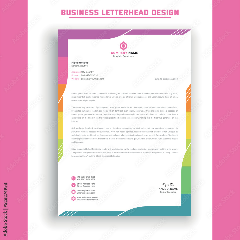 Professional a4 business letterhead design Stock Vector | Adobe Stock