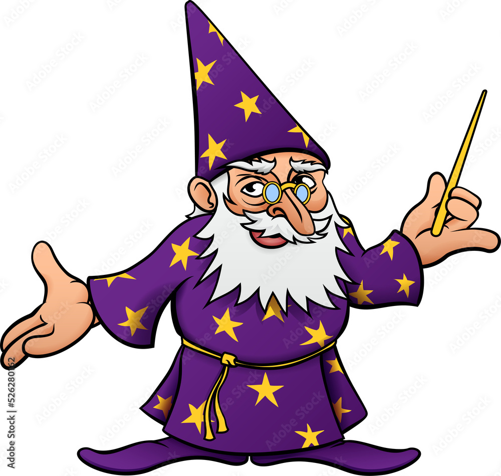 Cartoon Wizard Character Stock Illustration | Adobe Stock