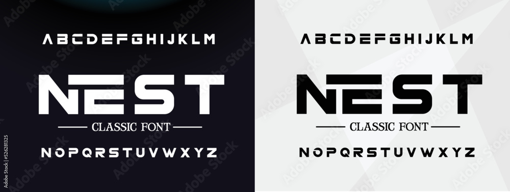 NEST Sports minimal tech font letter set. Luxury vector typeface for ...