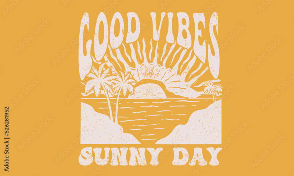 Summer vibes vector graphic print design for apparel, sticker, poster ...