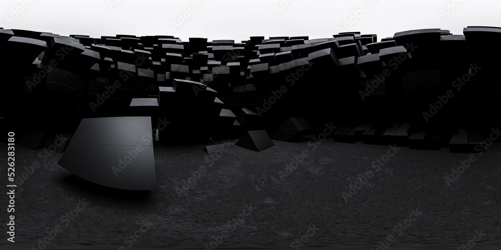 360 degree full panorama environment map of dark cube futuristic ...