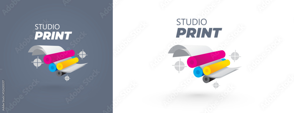 Print studio logo printing cmyk ink paper polygraphy theme Stock Vector ...