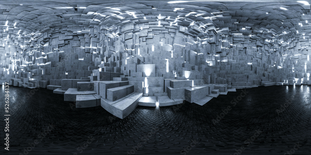 360 degree full panorama environment map of ab stract cube futuristic ...