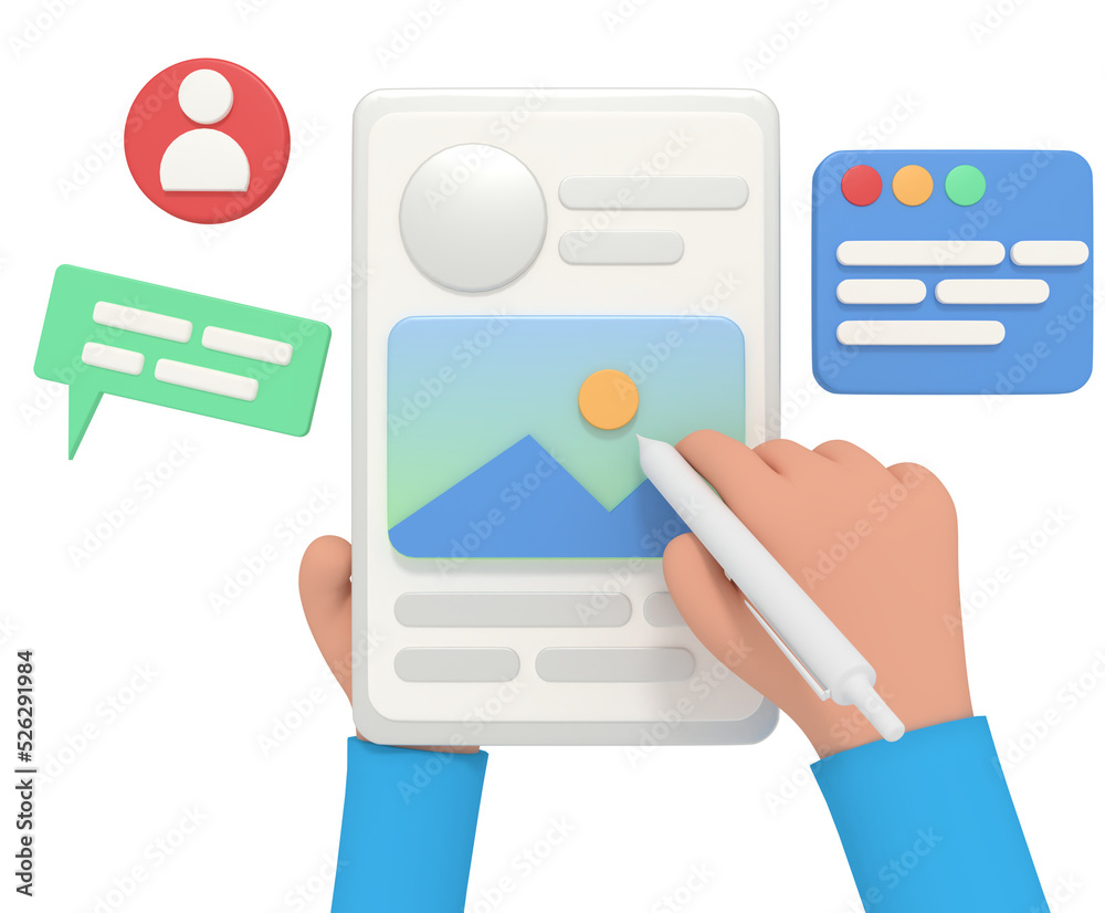 3d illustration of App Ui Design Stock Illustration | Adobe Stock