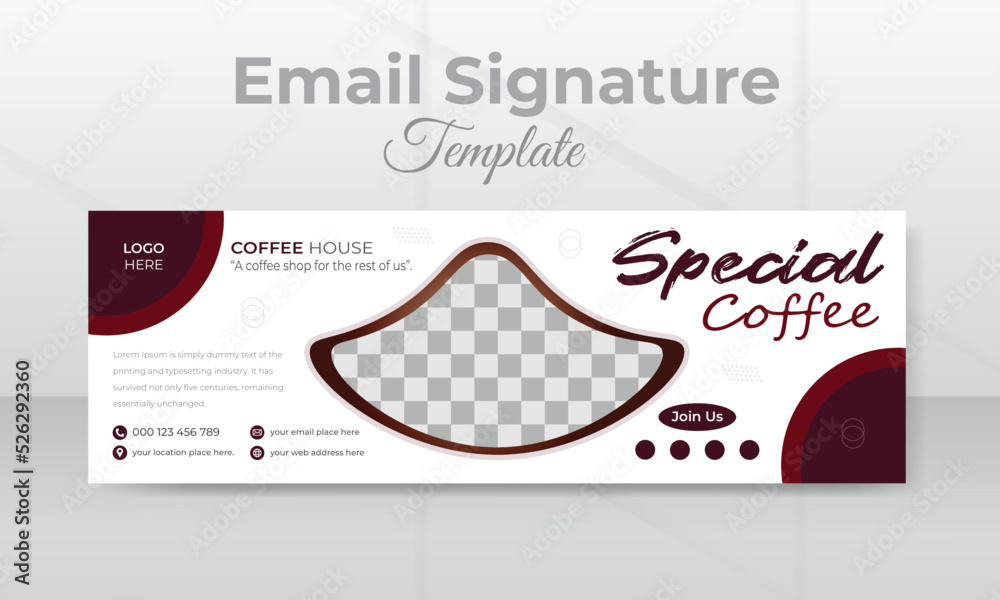 Social media cover email signature coffee template realistic coffee ...