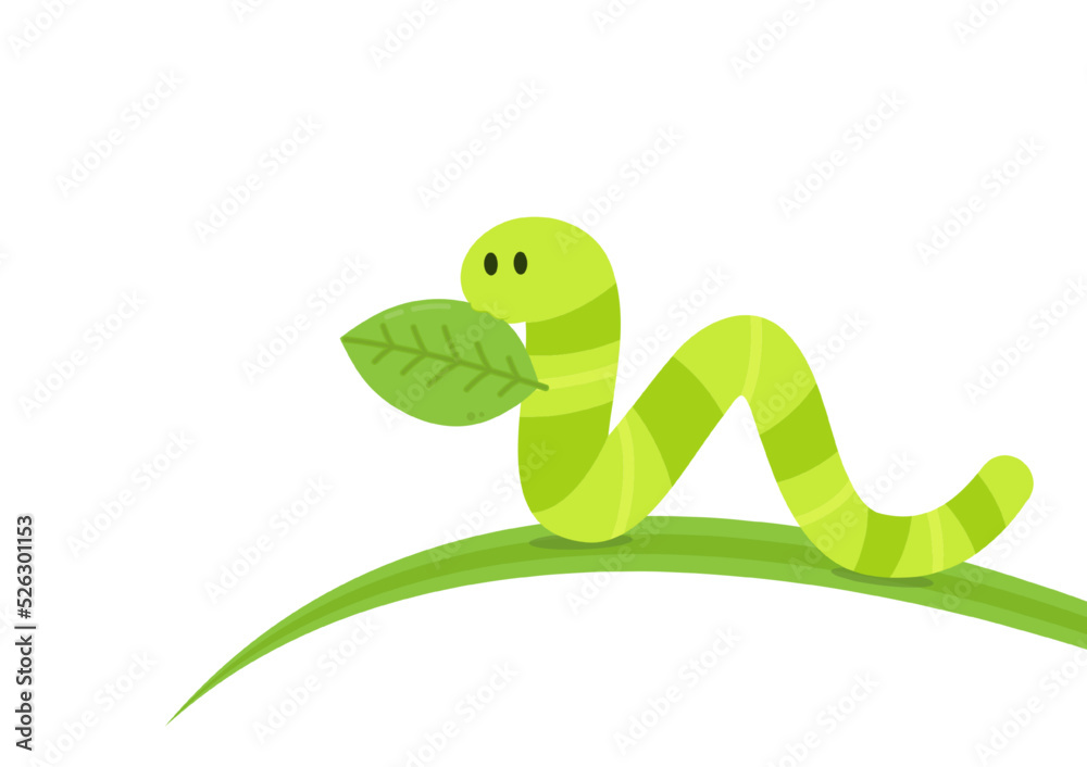 Green worm vector. Worm cartoon vector. free space for text. Green worm ...