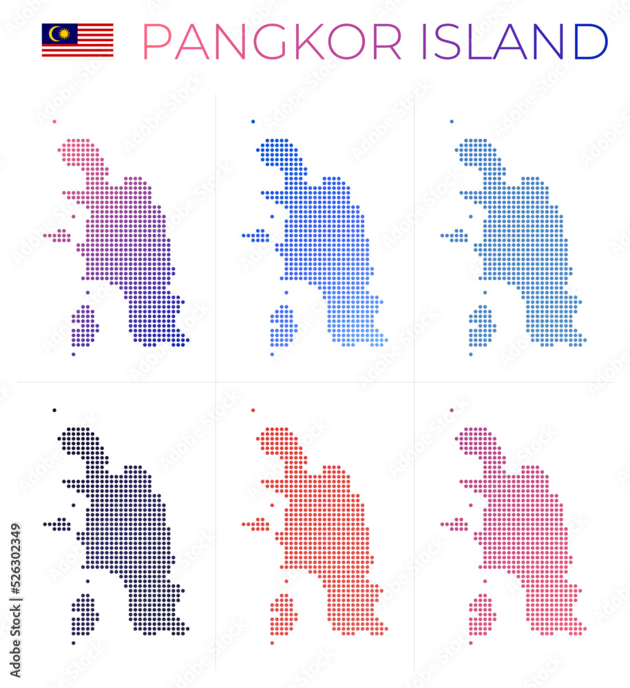 Pangkor Island dotted map set. Map of Pangkor Island in dotted style ...