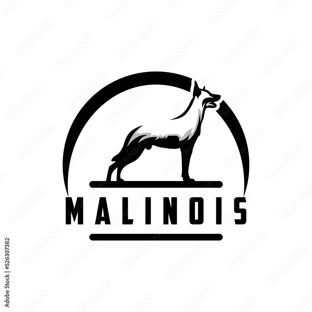 Malinois dog black and white vector logo, ready to print and free small ...