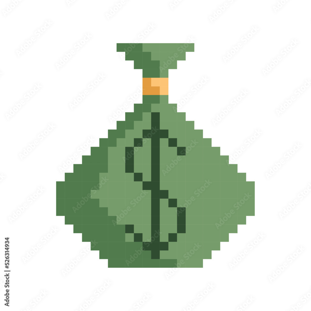 money bag pixel art style Stock Vector | Adobe Stock
