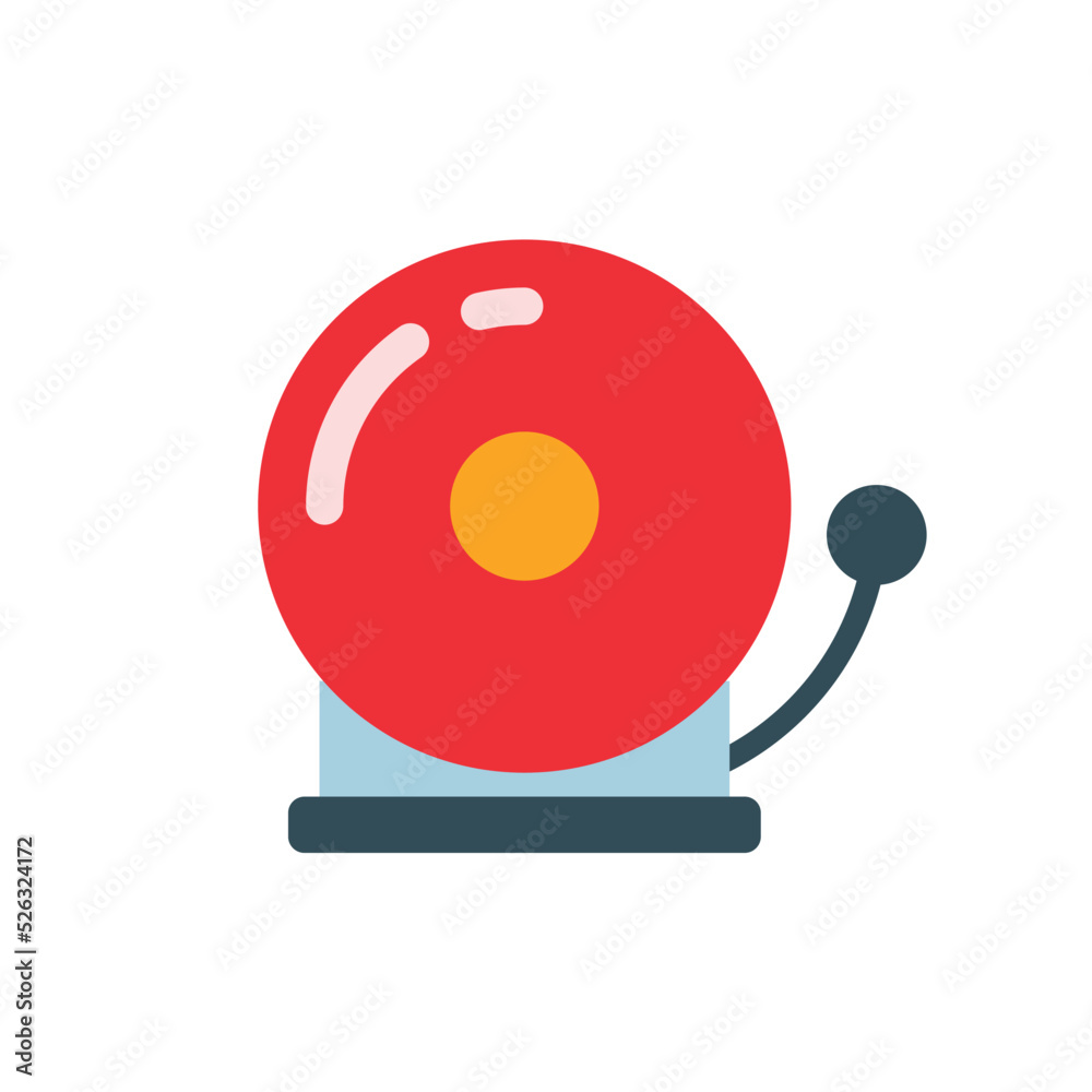 Red fire alarm bell icon. An electric bell sounds to alert you in the ...