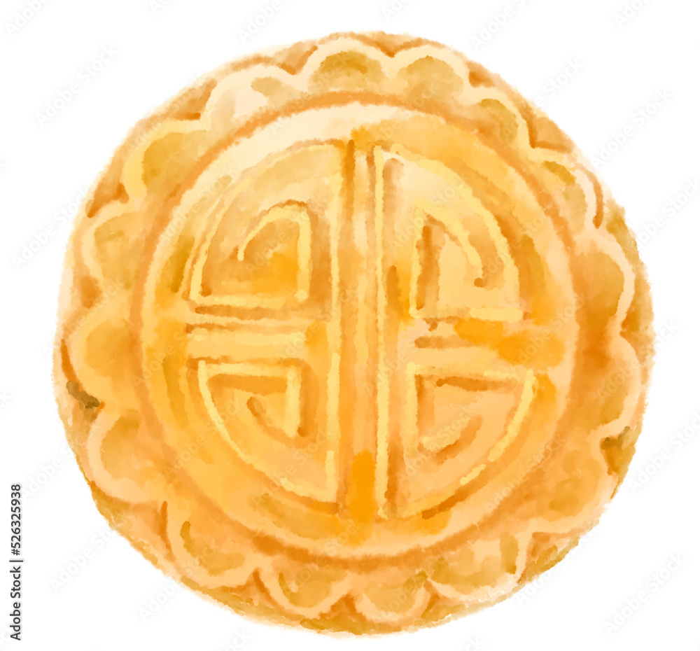 Mid autumn festival mooncake watercolor painting artistic illustration ...
