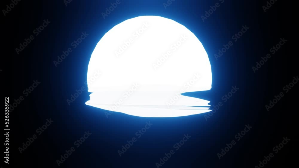 Vidéo Stock Blue Moon reflection in water or the ocean on black ...