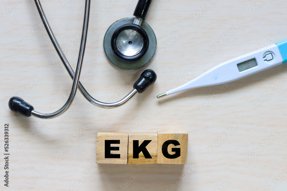 EKG ECG Electrocardiogram letter on wooden cube Stock Photo | Adobe Stock
