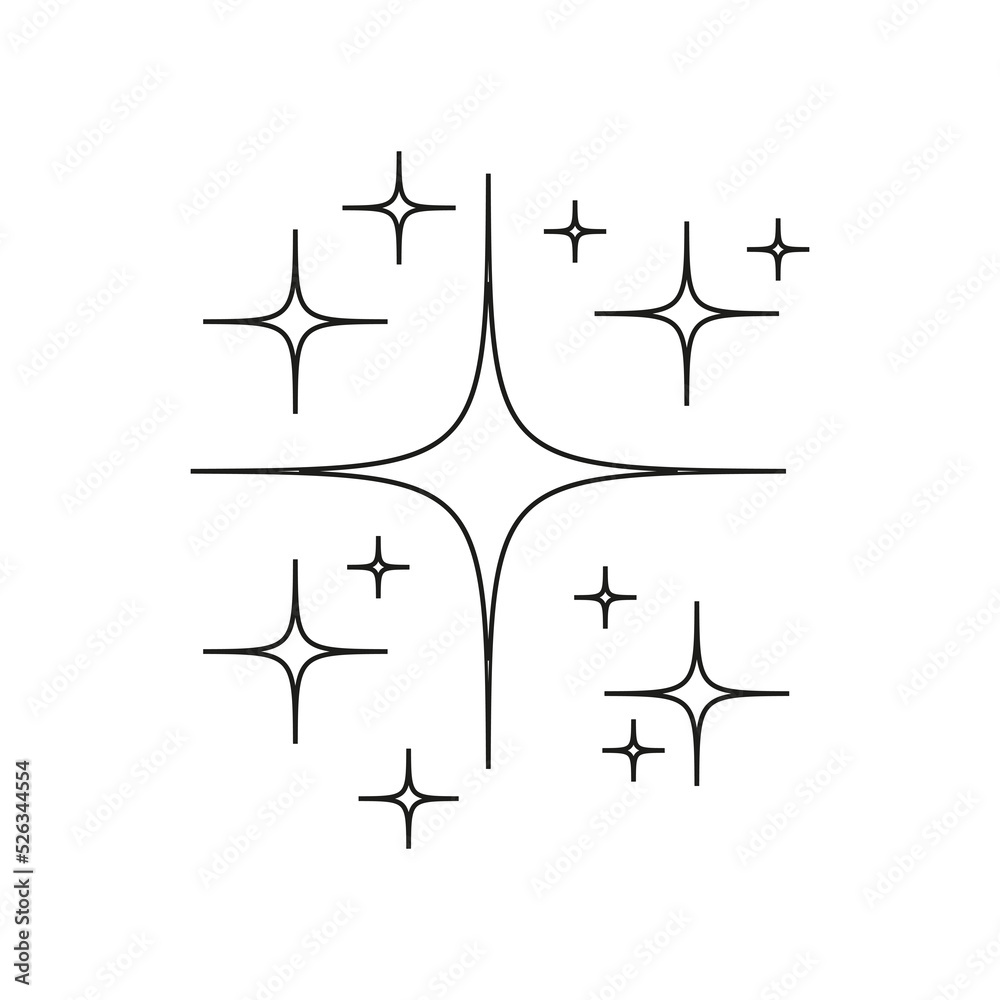 Sparkling black and white symbol vector A set of original sparkling starter icons, a shiny shine ...