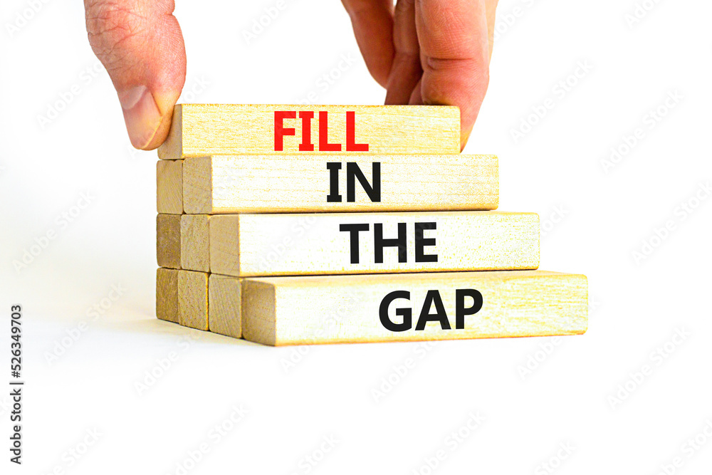 Fill in the gap symbol. Concept words Fill in the gap on wooden blocks ...