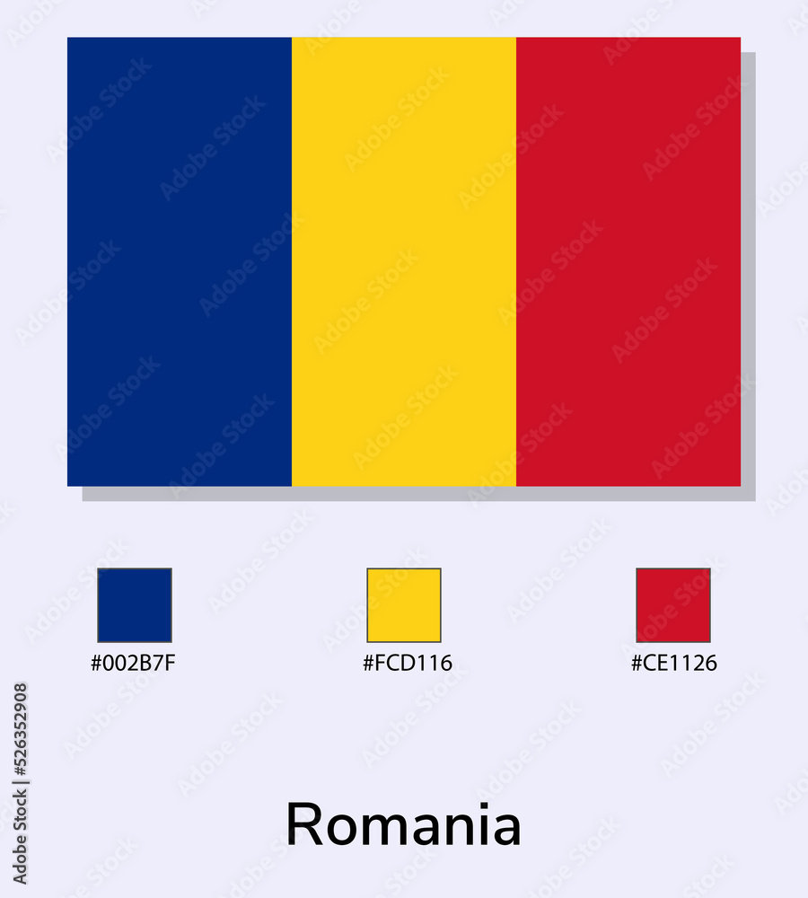 Vector Illustration of Romania flag isolated on light blue background ...