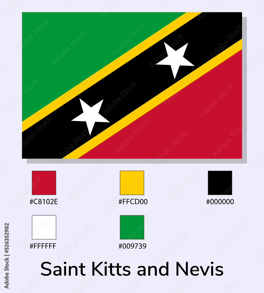 Vector Illustration of Saint Kitts and Nevis flag isolated on light ...