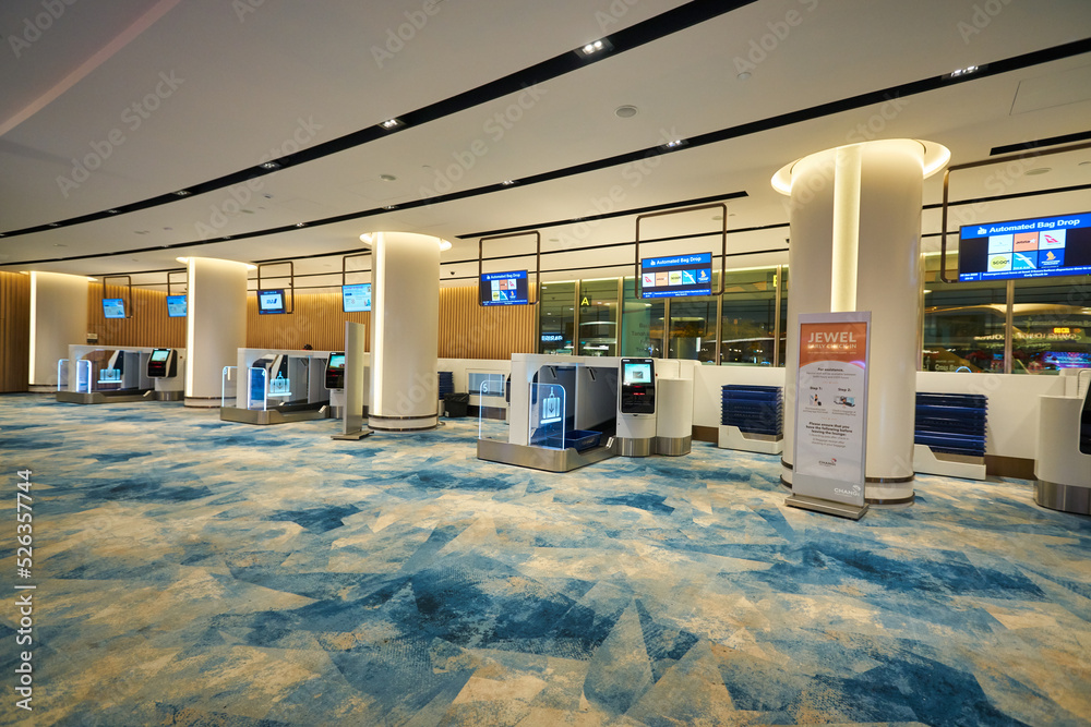 SINGAPORE - CIRCA JANUARY, 2020: automatic early check-in counters and ...