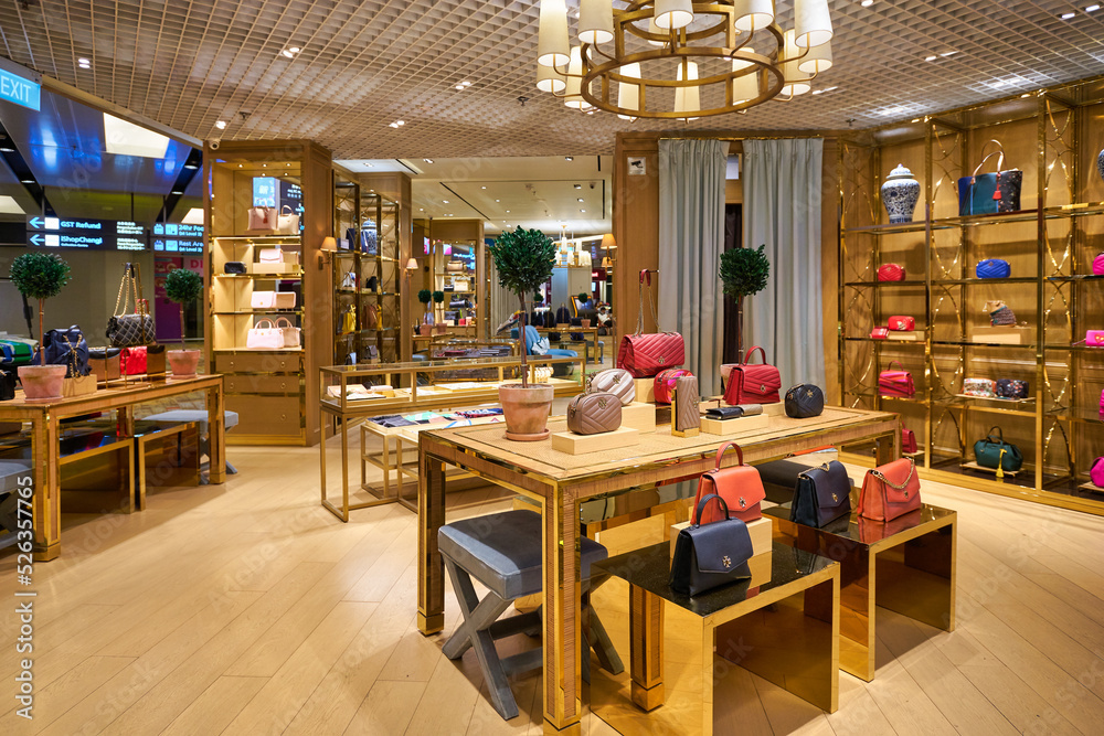 SINGAPORE - CIRCA JANUARY, 2020: bags on display at Tory Burch store in ...