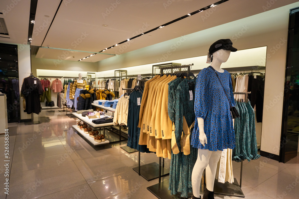 SINGAPORE - CIRCA JANUARY, 2020: clothes on display at Zara store in ...