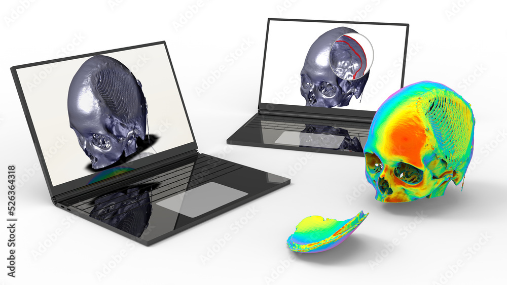 3d Render Finite Element Analysis Of A Skull Prothesis Design Stock Illustration Adobe Stock