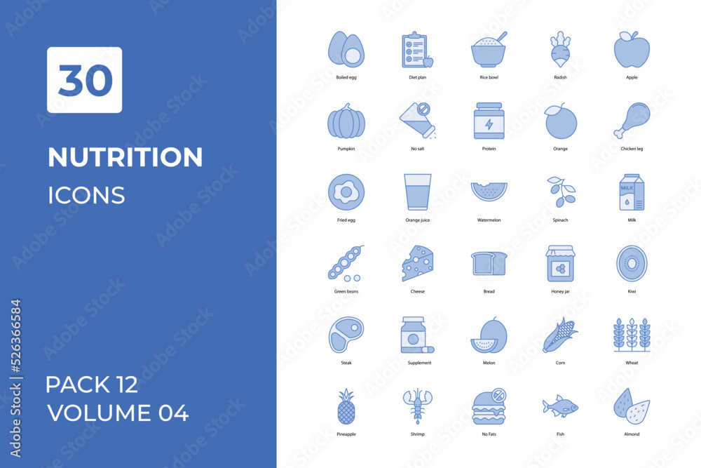 Nutrition icons collection. Set contains such Icons as apple, diet ...