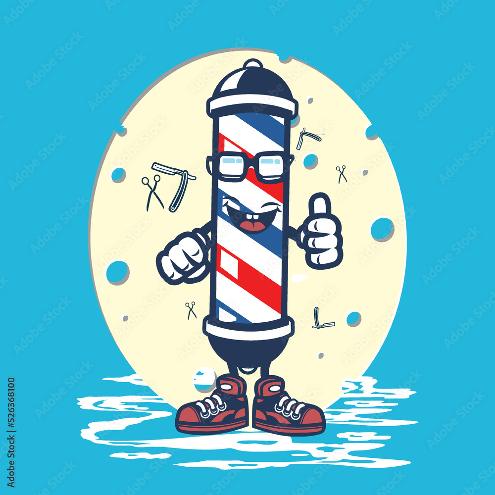 barbershop cute characters with kawaii faces cartoon illustration ...