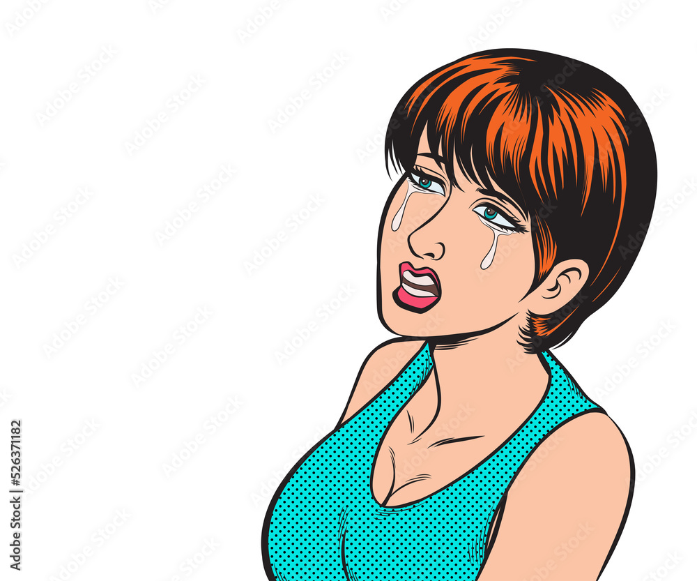 Disappointed and sad woman, crying. hand drawn style design ...