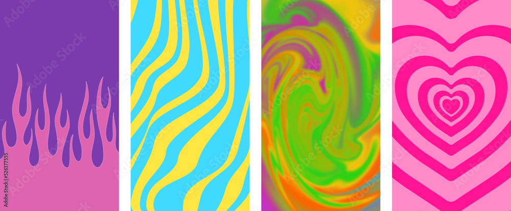 Set Of fire,fluid,heart,line Geometric Abstract Backgrounds. Lovely ...