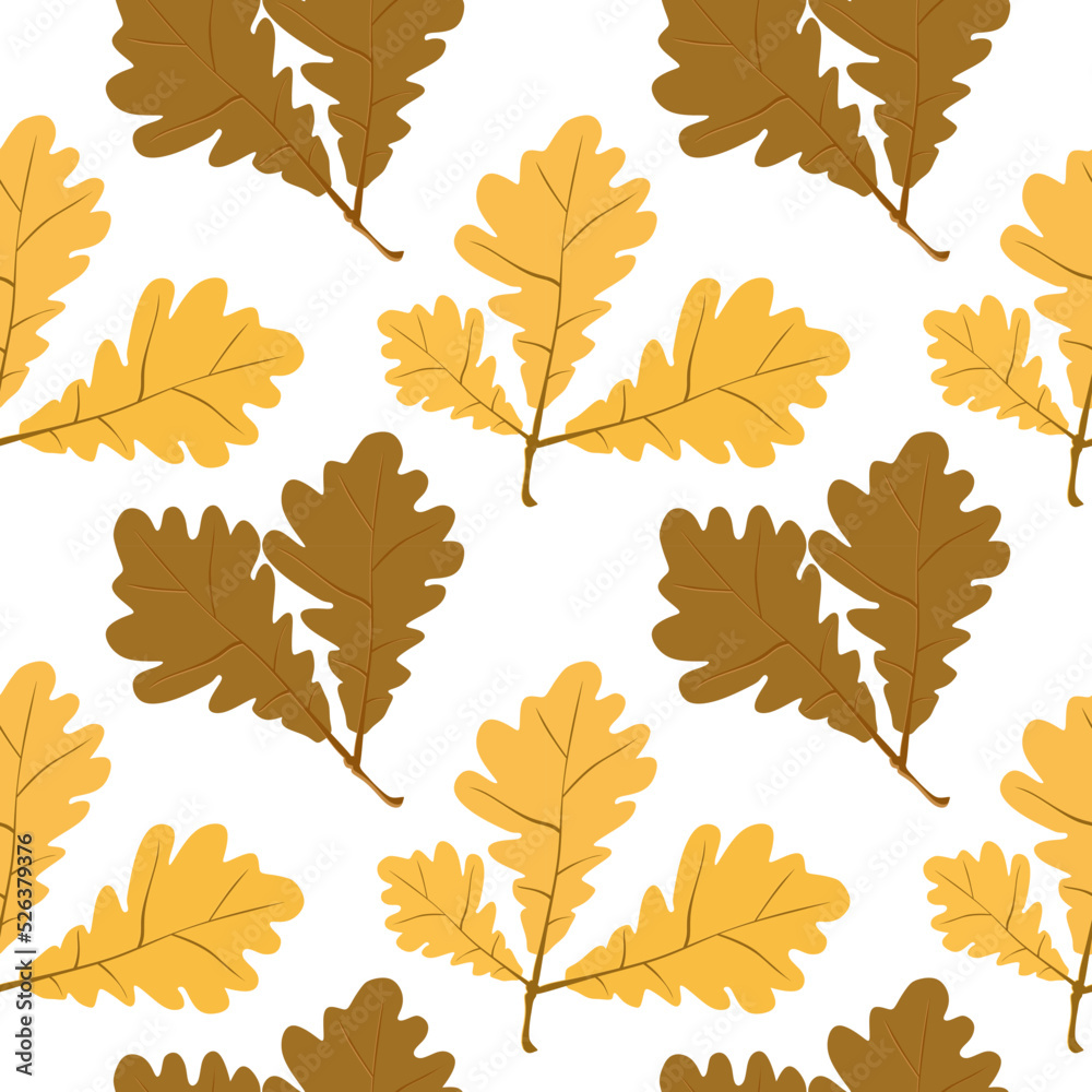 Seamless oak leaves pattern. Composition of autumn foliage with oak ...