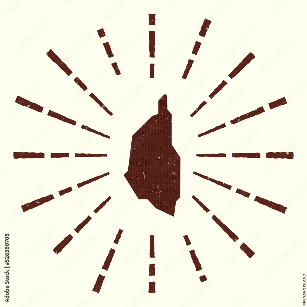 Penang Island Logo. Grunge sunburst poster with map of the island ... Penang Island Logo. Grunge sunburst poster with map of the island ...