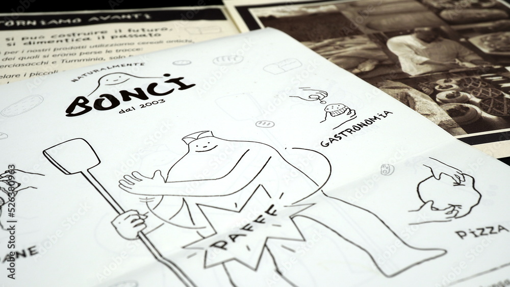 Rome, November 09, 2020: Logo and flyers of the BONCI pizzeria and ...