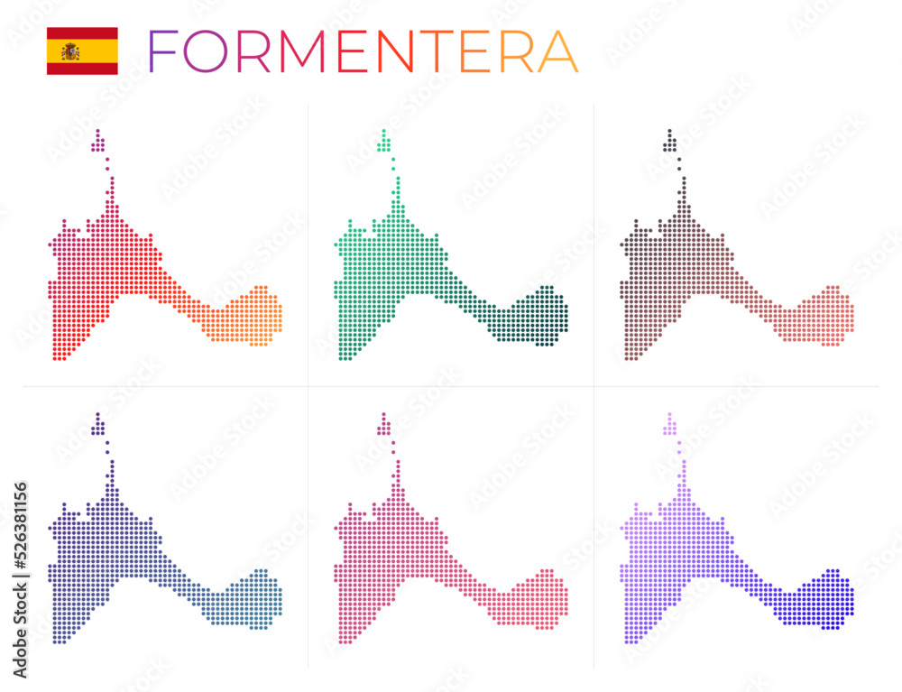 Formentera dotted map set. Map of Formentera in dotted style. Borders ...