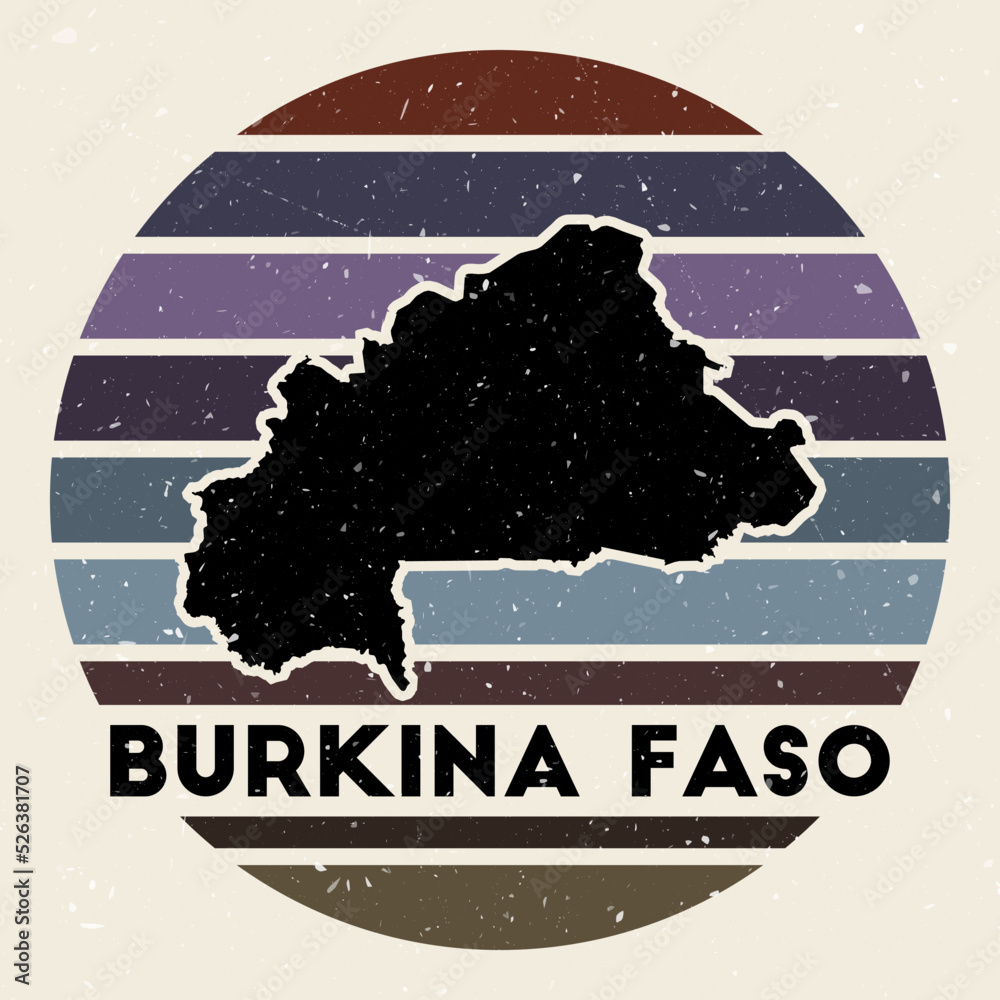 Burkina Faso logo. Sign with the map of country and colored stripes ...