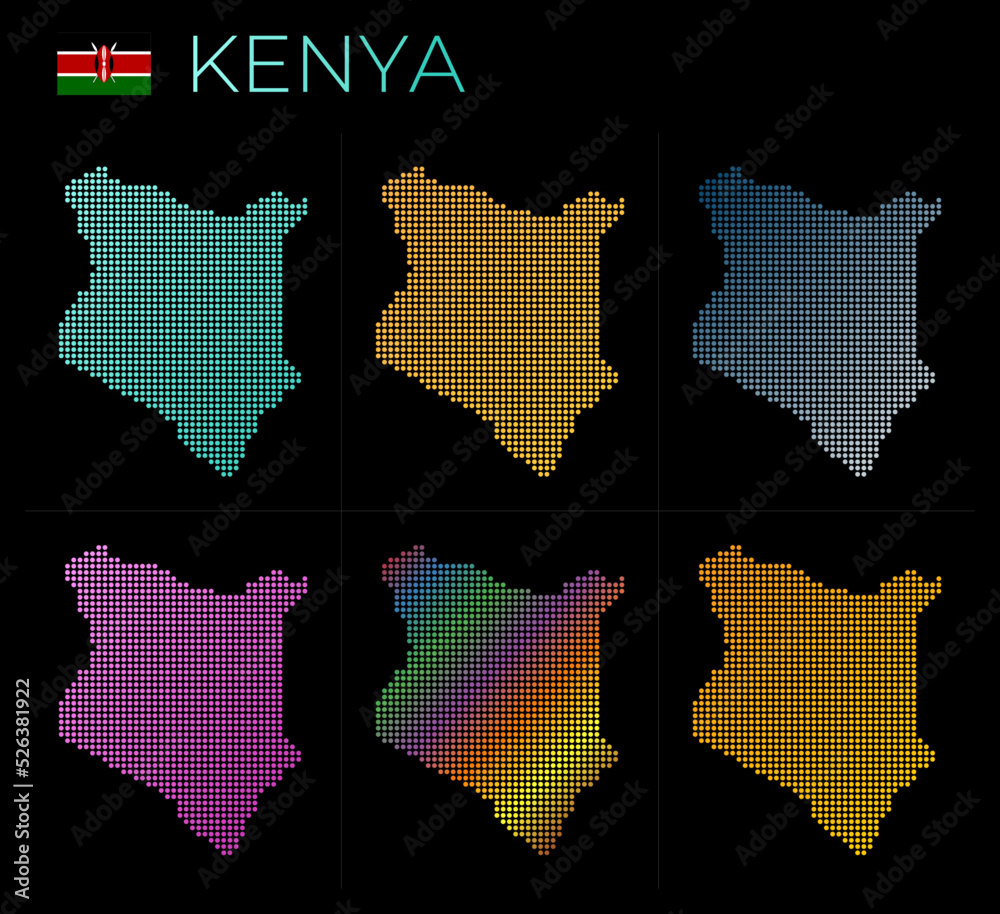 Kenya dotted map set. Map of Kenya in dotted style. Borders of the ...
