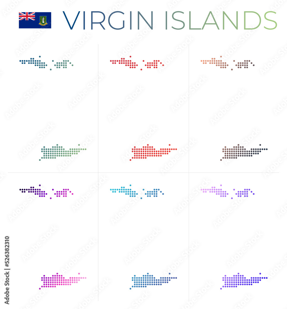Virgin Islands dotted map set. Map of Virgin Islands in dotted style ...