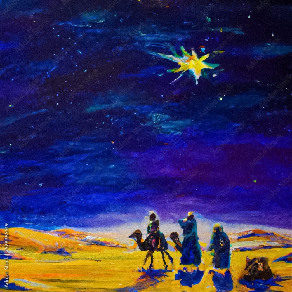 Wise Men Following the Star of Bethlehem Stock Illustration | Adobe Stock
