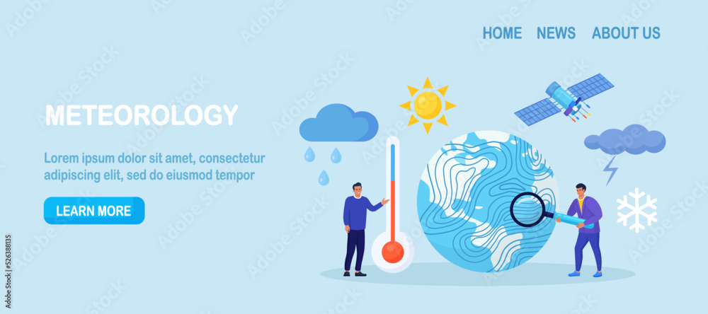 Meteorology, geophysics science. Meteorologists studying, researching ...