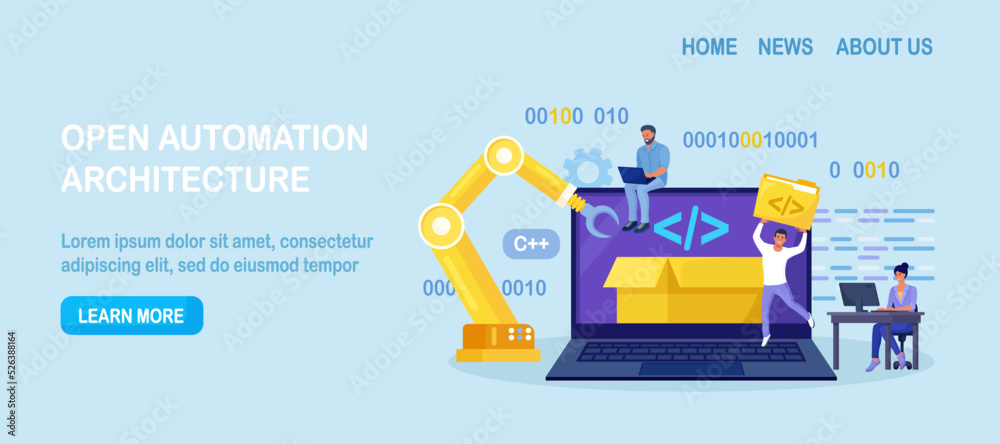 Developers Creating Software Script At Computer With Open Robotic Soft Open Automation