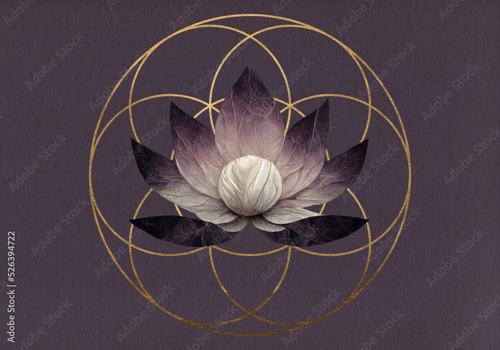 Beautiful sacred lotus flower with sacred geometry, flower of life ...