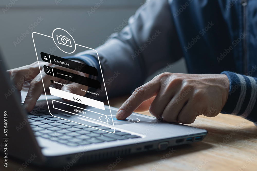 Cyber security concept, user typing login password, Internet network security technology ...