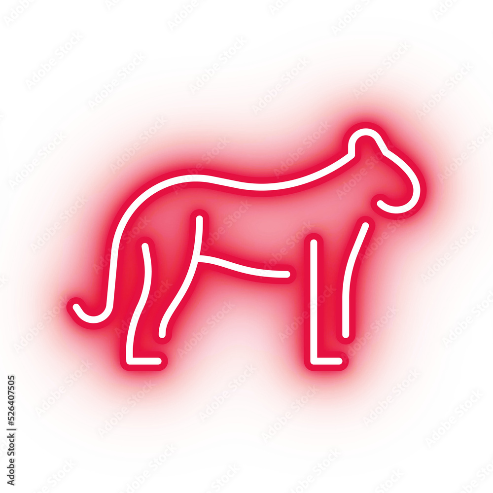 Neon red lioness icon, transparent background, neon safari animal icon ...